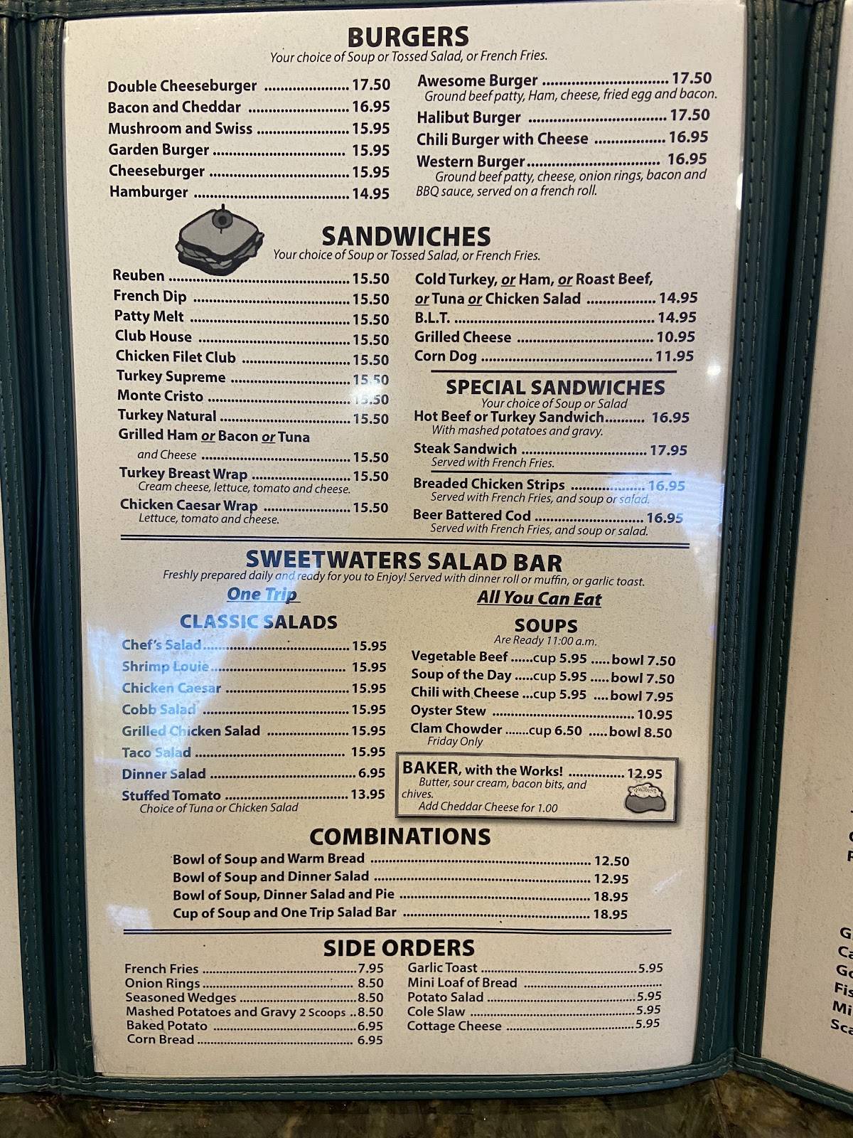 Menu at Sweet Waters Family Restaurant & Oasis Lounge, Albany
