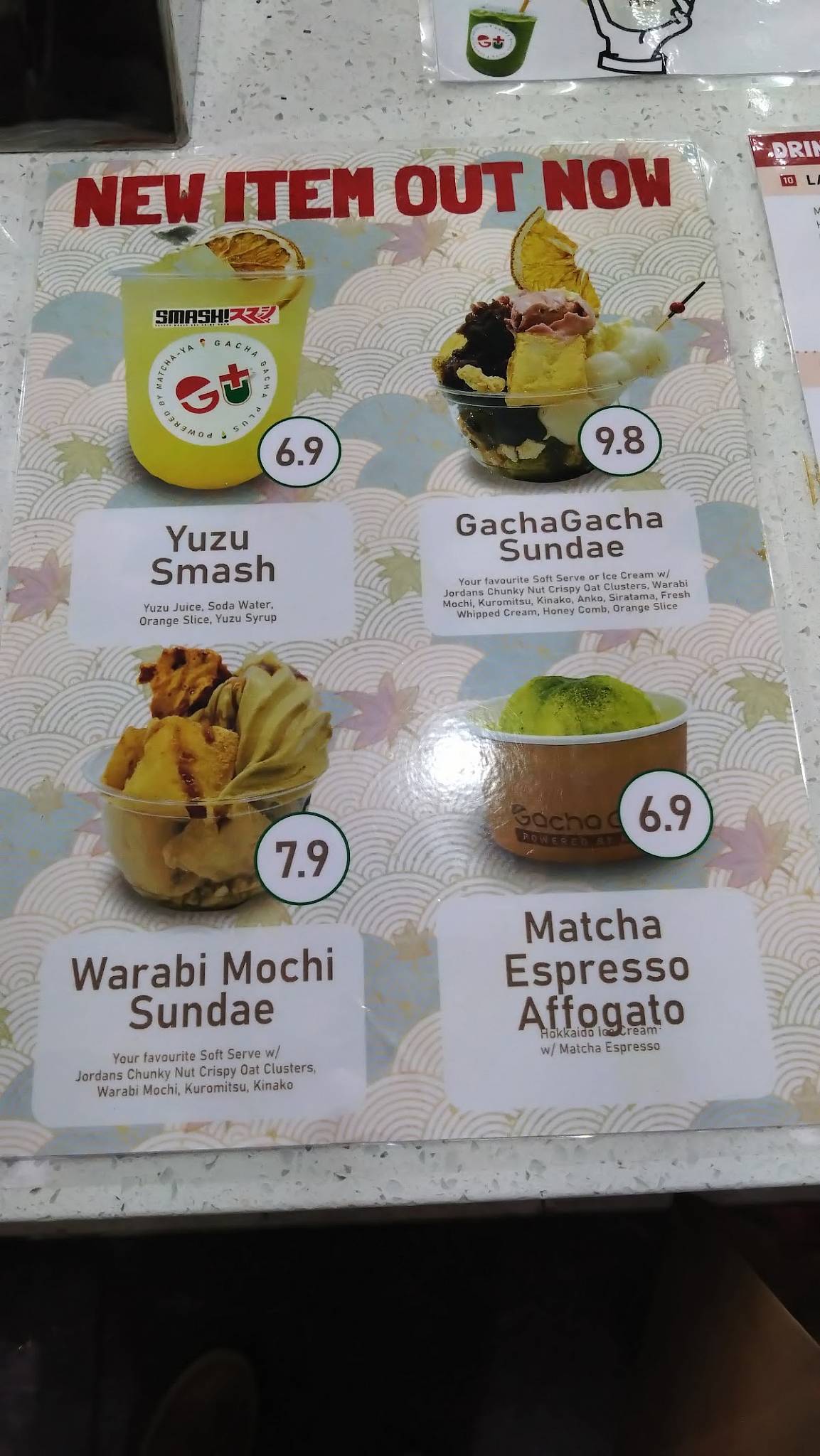 Menu at Gacha Cafe - George St, Sydney