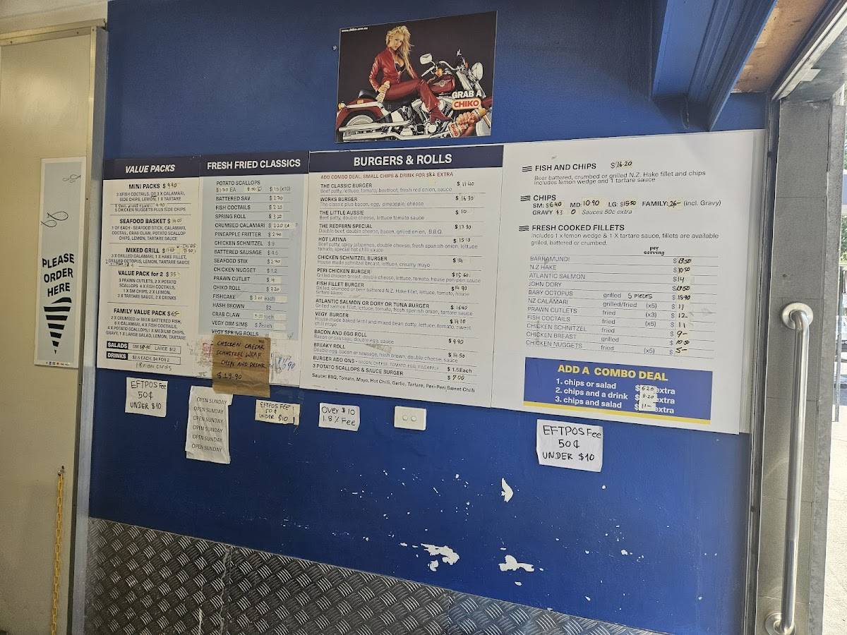 Menu at Redfern Fish & Chips restaurant, Redfern