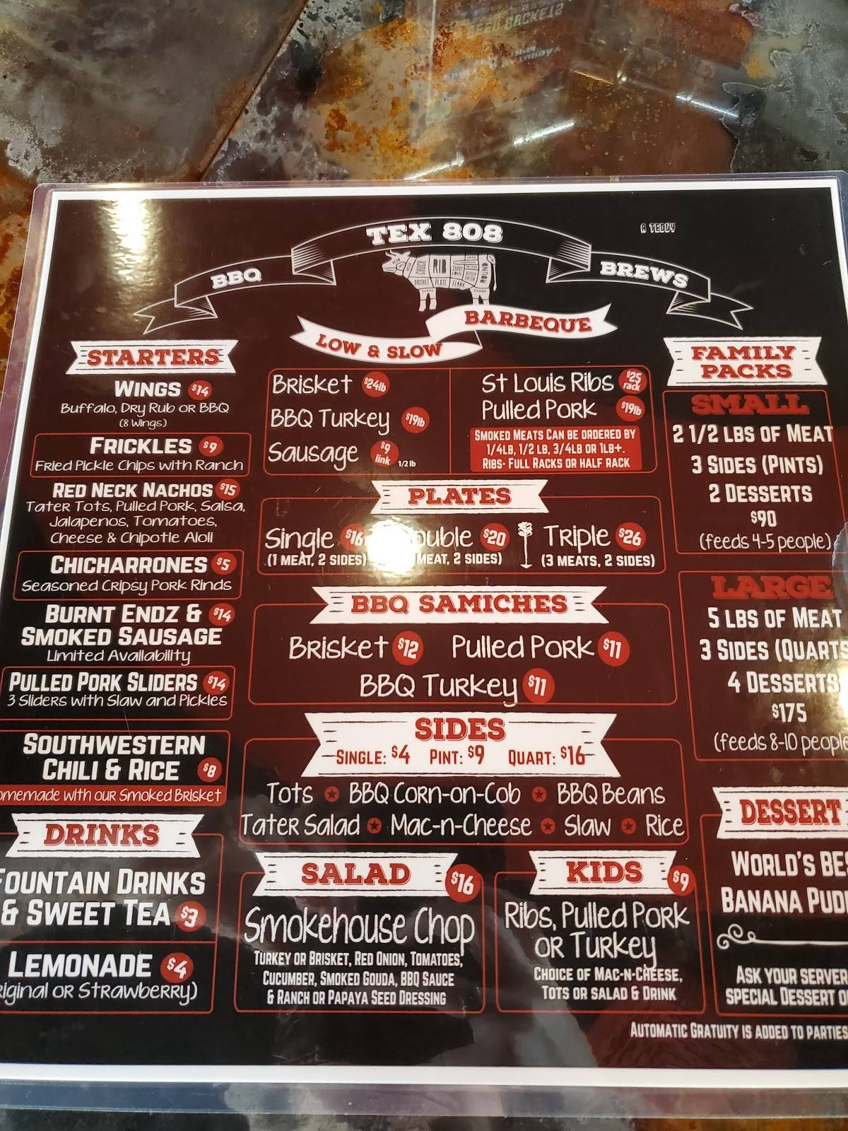 Menu at TEX 808 BBQ + Brews Hawaii Kai, Honolulu, 377 Keahole St Ste C1-A