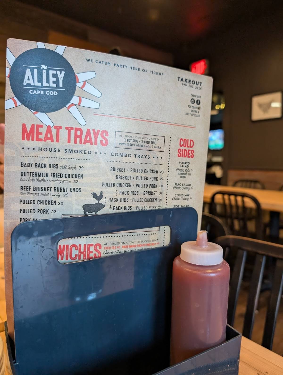Menu at THE ALLEY BOWLING & BBQ, Orleans
