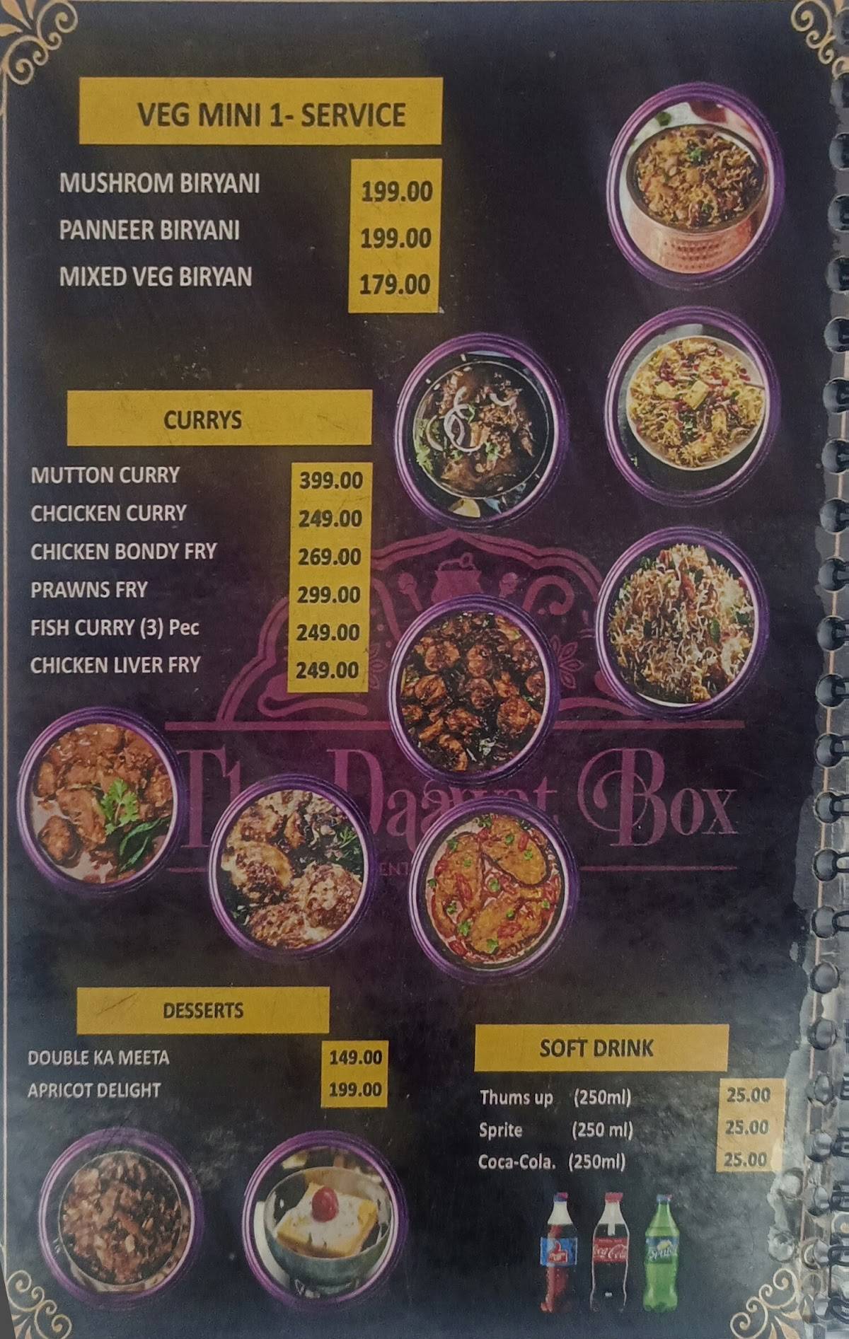 Menu at THE DAAWAT BOX RESTAURANT, Vijayawada