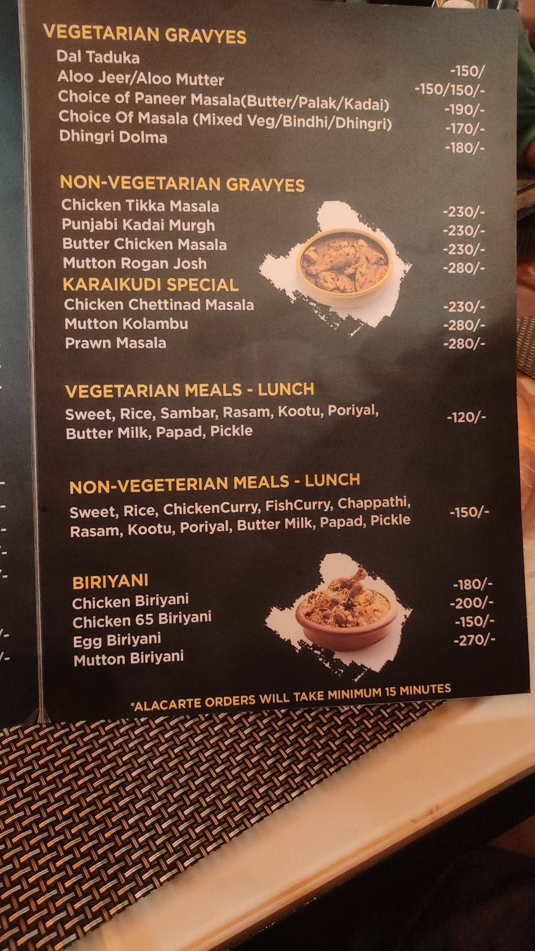 Menu at THE KARAIKUDI KITCHEN, Chennai