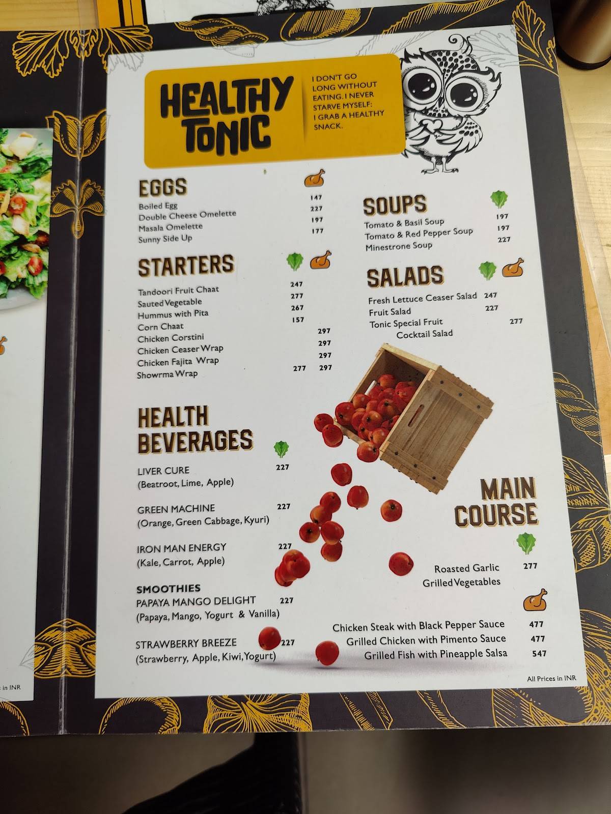 Menu at TONIC - The Open Natural Informal Cafe, Dehradun