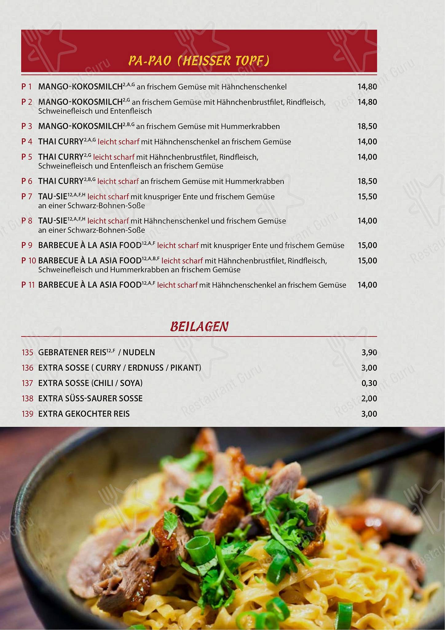 Speisekarte von TQ Asia Food restaurant, Wiesbaden