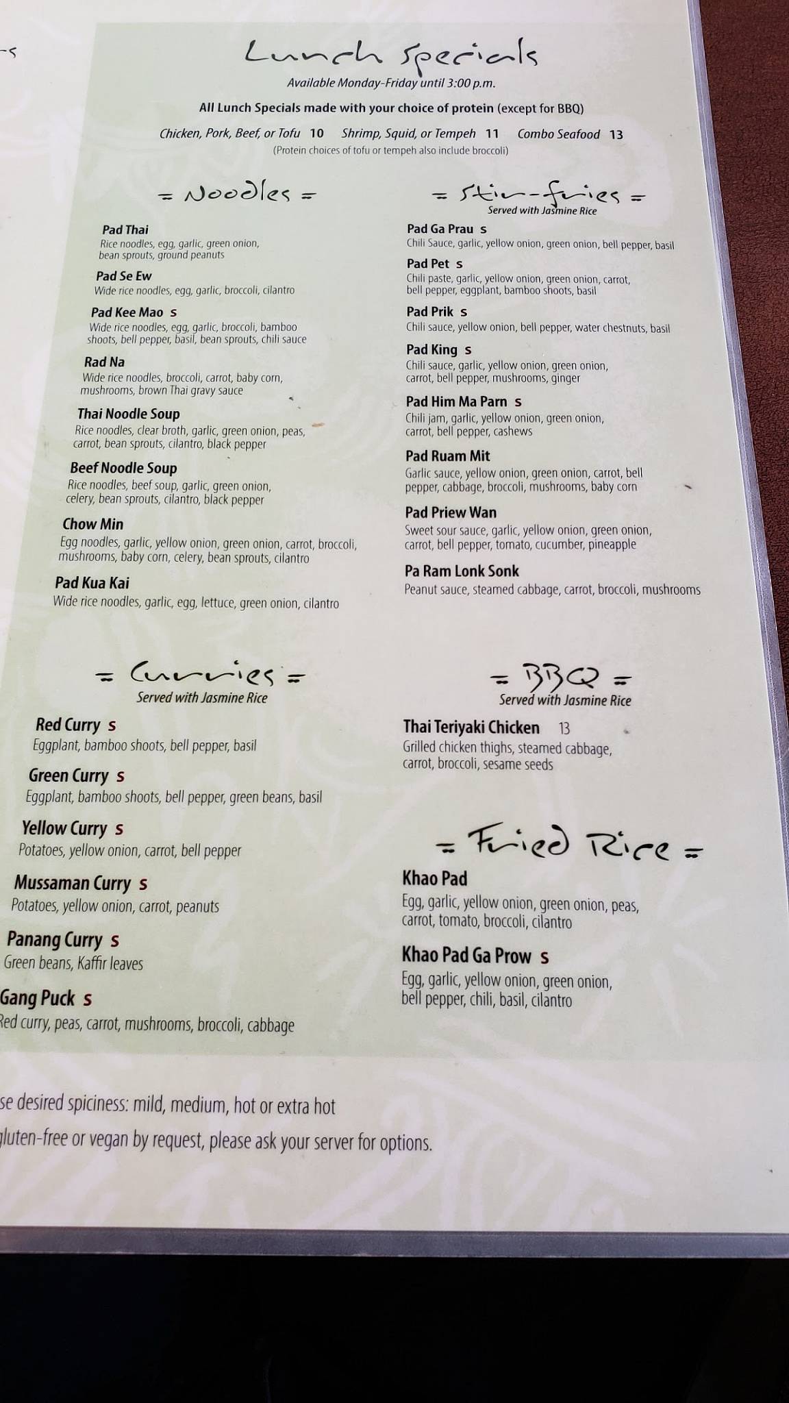 Menu at Ta Ra Rin Thai Cuisine (Springfield) restaurant, Springfield ...