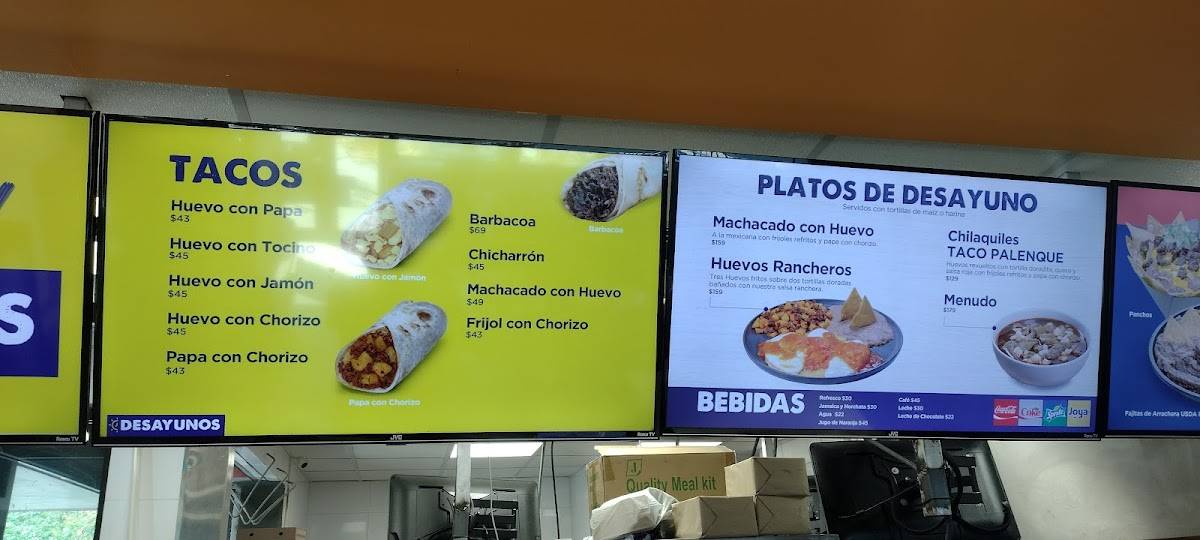 Carta del restaurante Taco Palenque, Monterrey, Carr Nacional 261