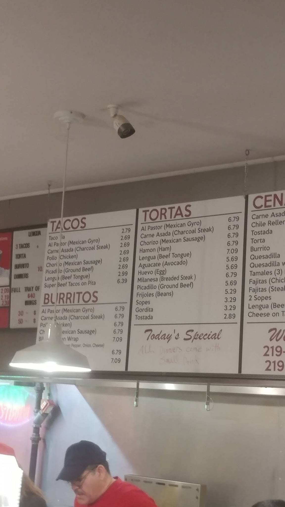 Menu at Taco Tia restaurant, Merrillville