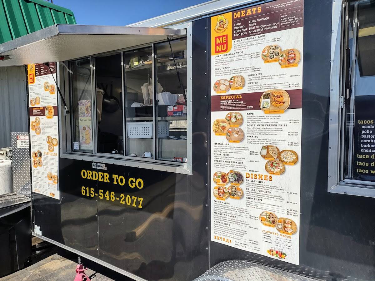 Menu at Taco wapo restaurant, Shelbyville