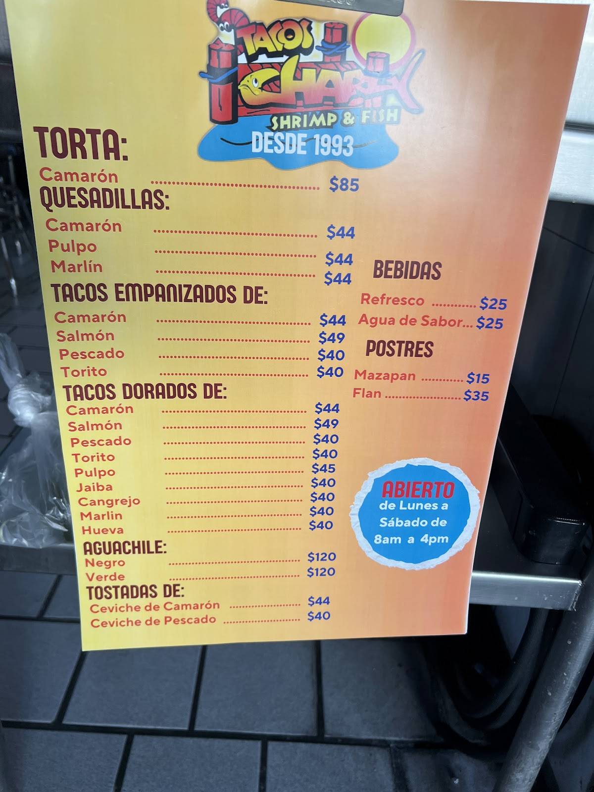 Carta del restaurante Tacos Charly, Guadalajara, C. Orozco y Berra 391