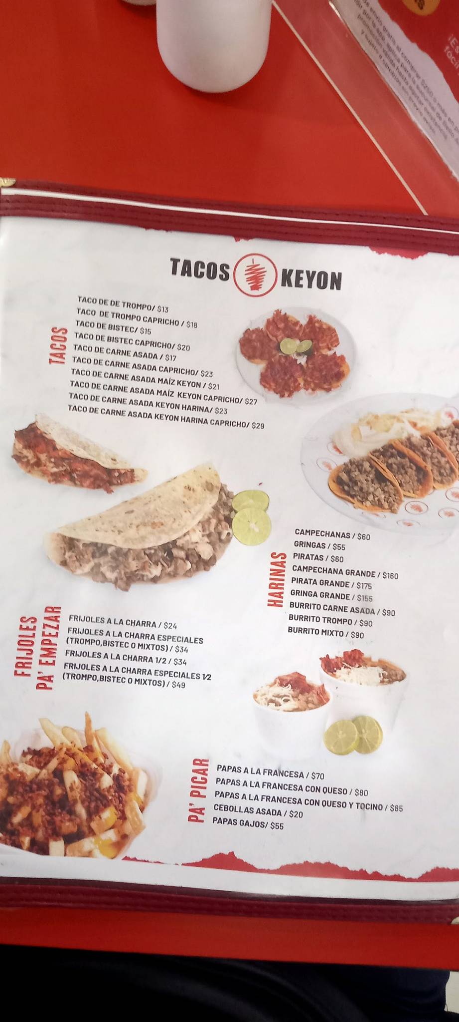 Carta del restaurante Tacos Keyon Bello Amanecer, Apodaca