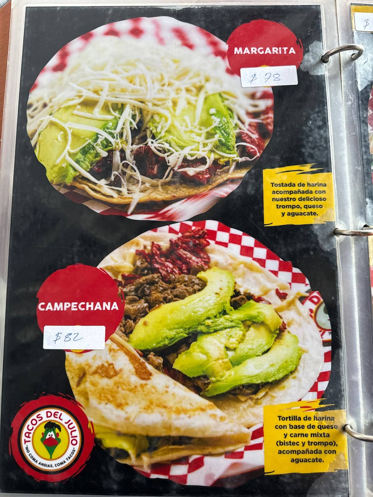 Menu at Tacos del julio San Pedro restaurant, San Pedro Garza García