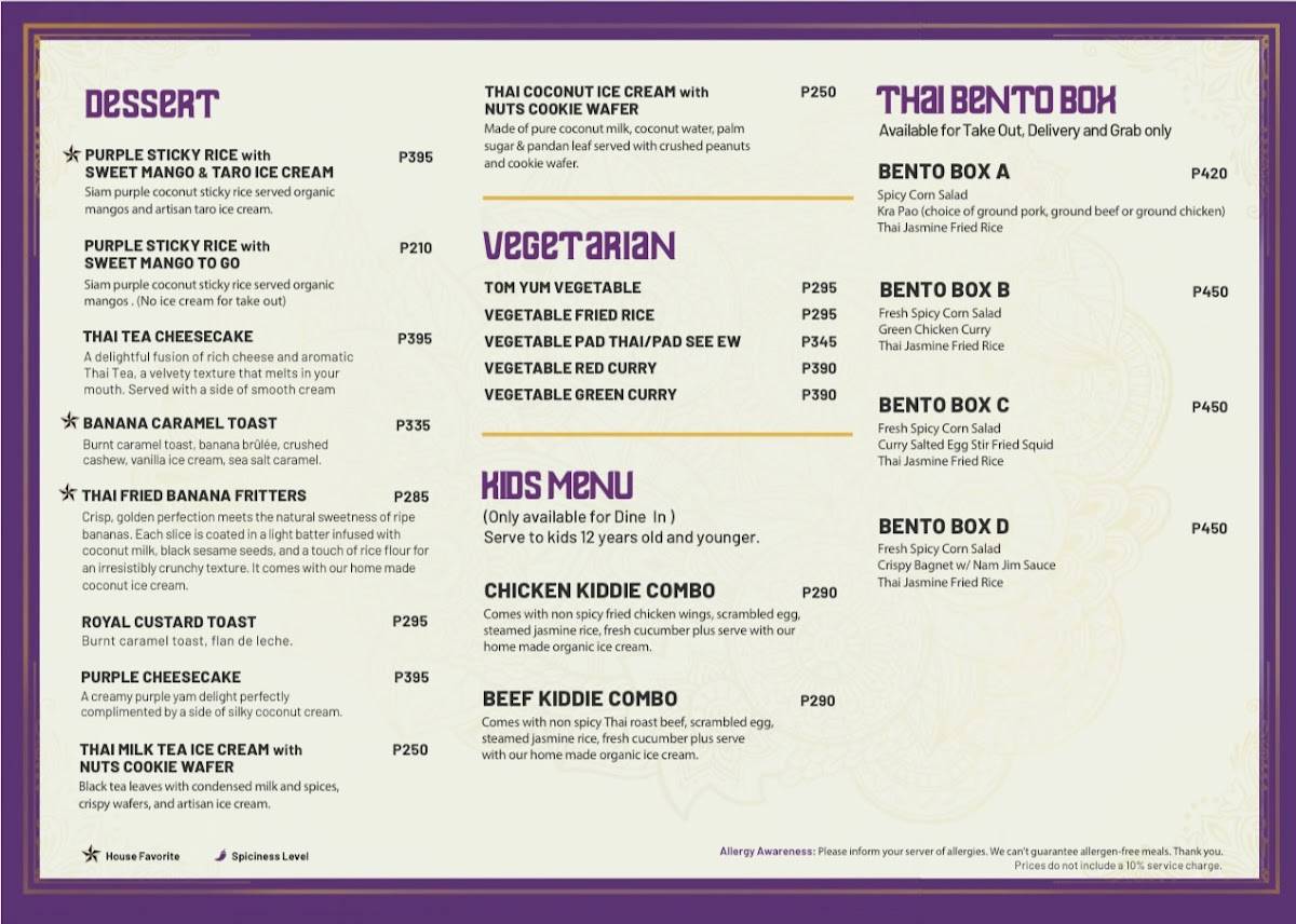 Menu at Purple Rice Forbes Town, BGC restaurant, Taguig