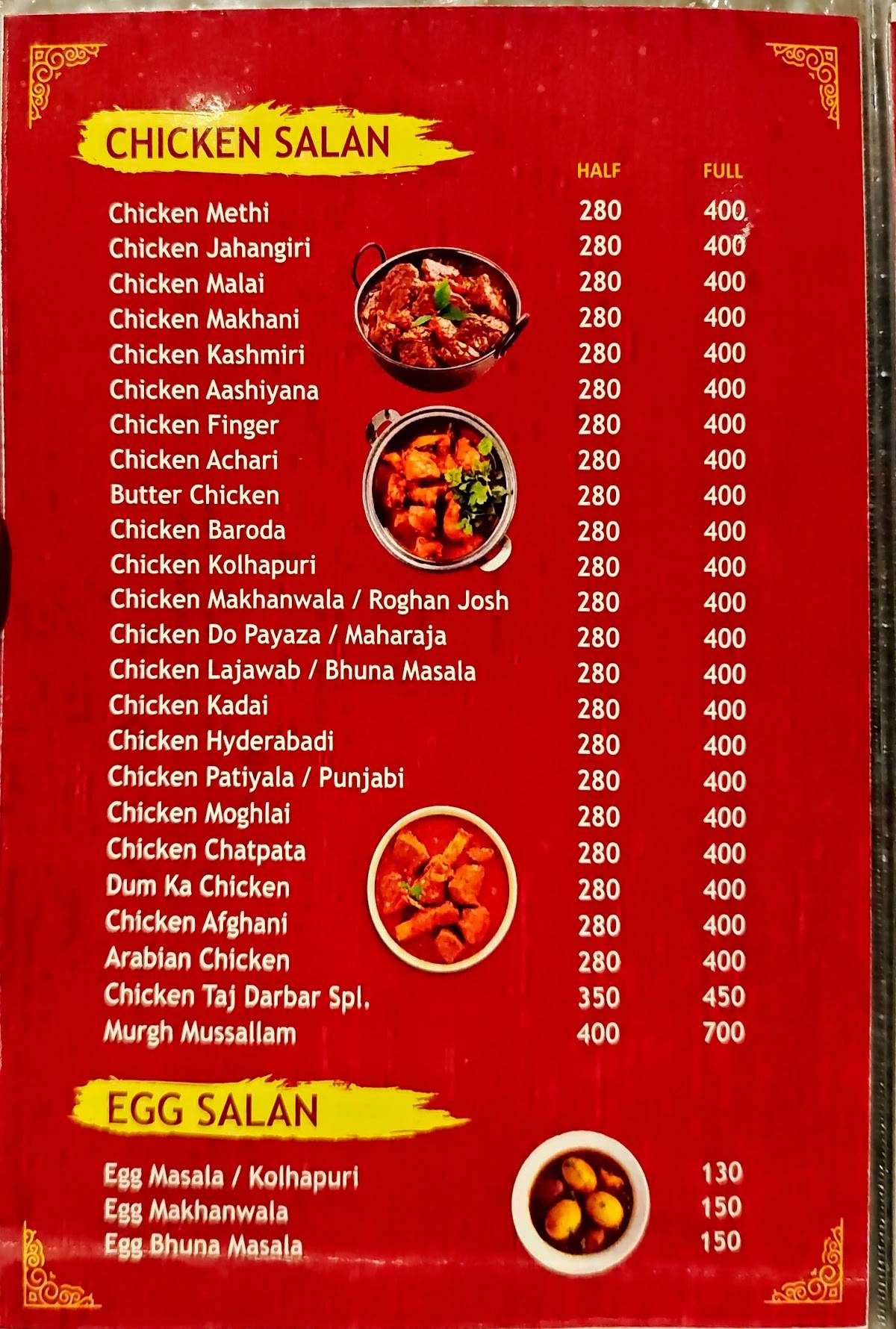 Menu at Taj Darbar Hyderabadi Restaurant, Belgaum