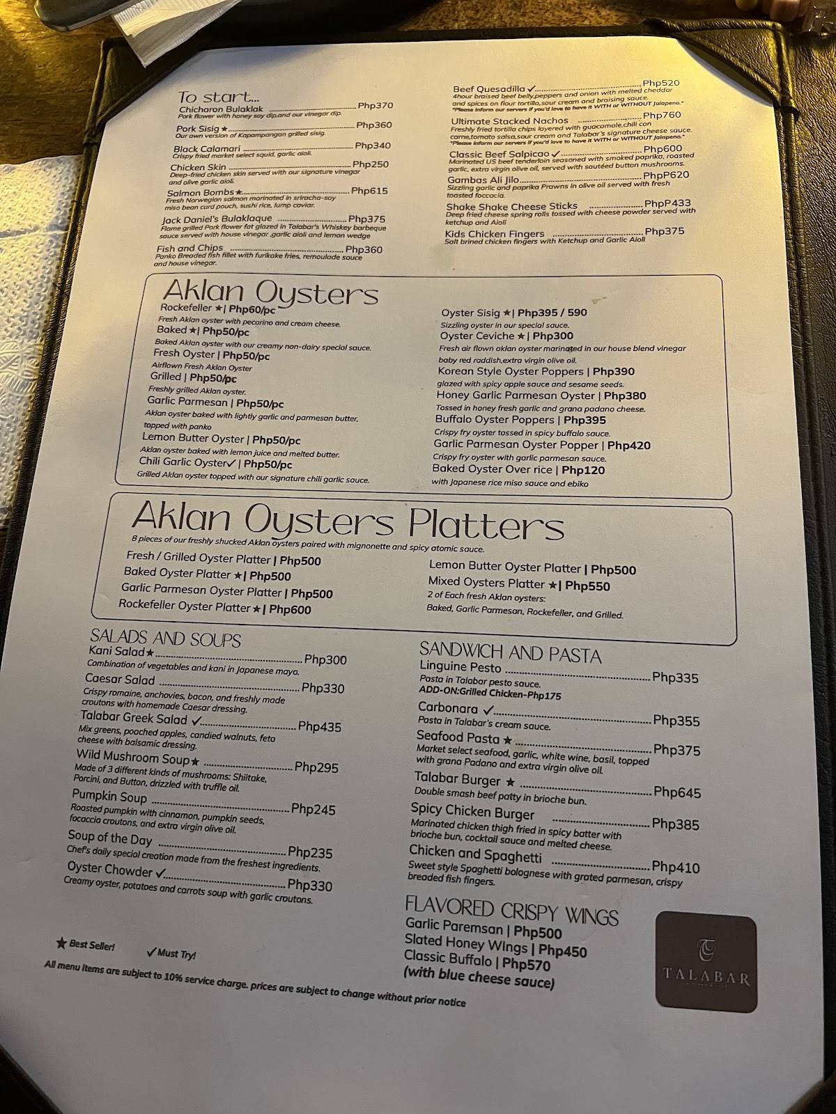 Menu at Talabar Kitchen & Cafe, Quezon City
