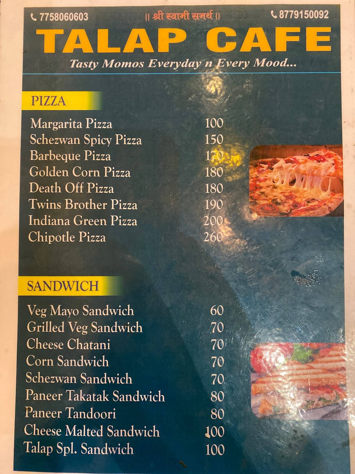 Menu at Talas cafe, Virar