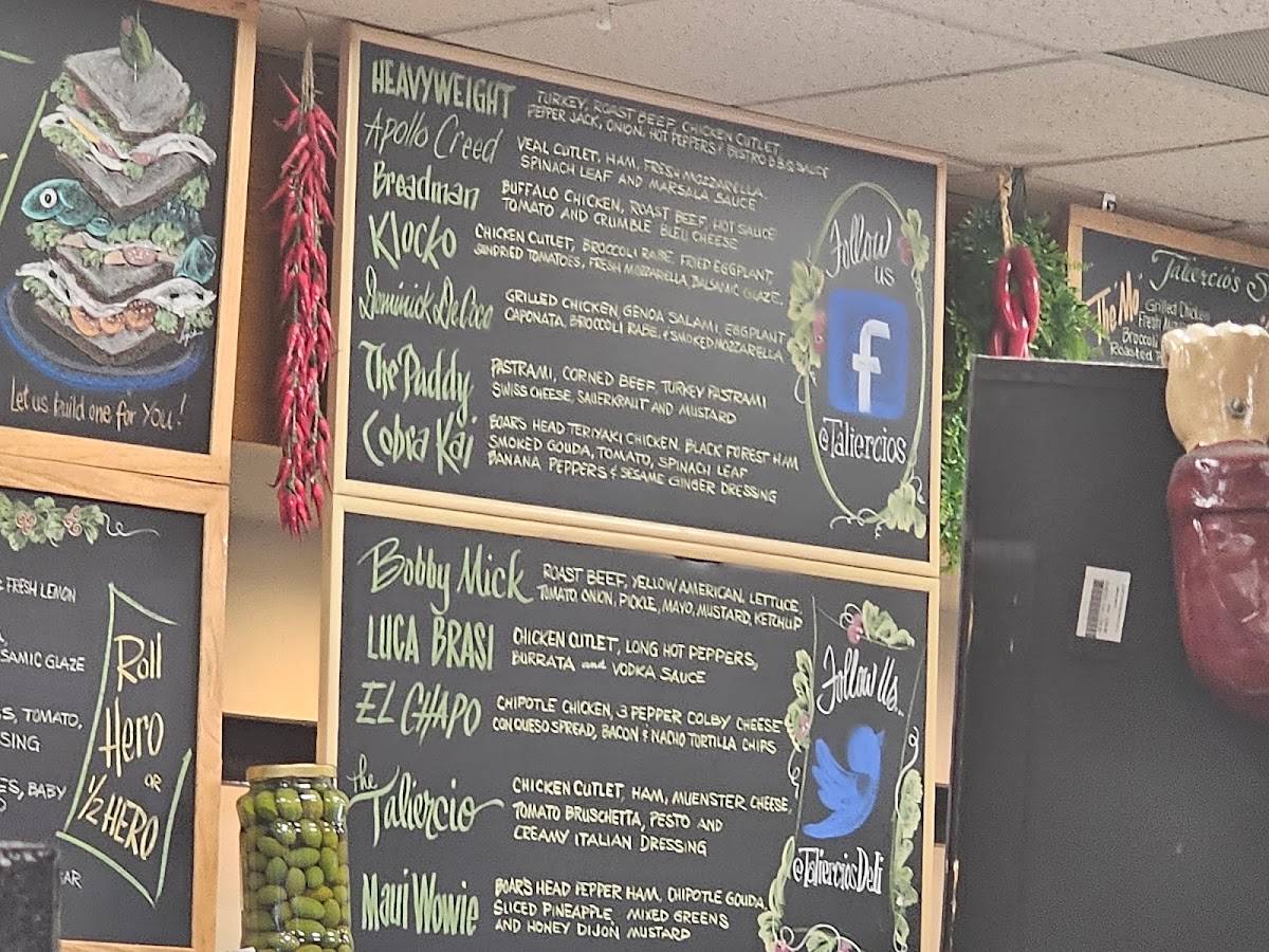 Menu at Taliercio's Ultimate Gourmet restaurant, Red Bank