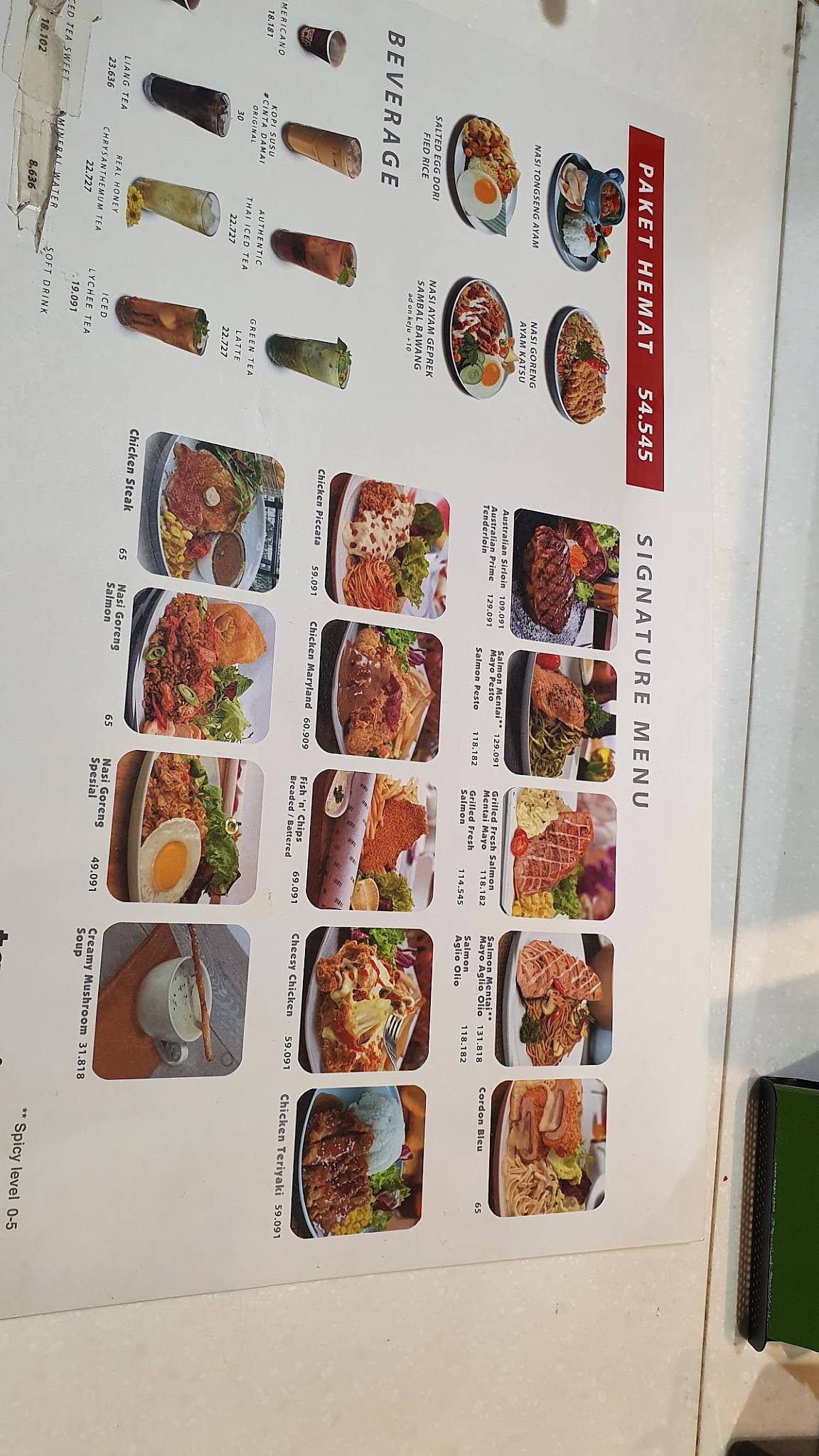 Menu at Tamani Express restaurant, Central Jakarta, Jl. Asia Afrika No. 8