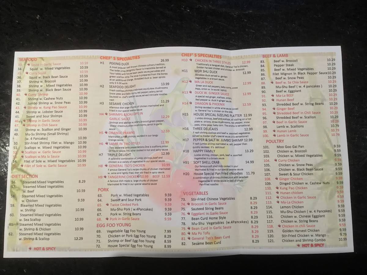 Menu at Tan Wong Restaurant, Simsbury, 135 West St