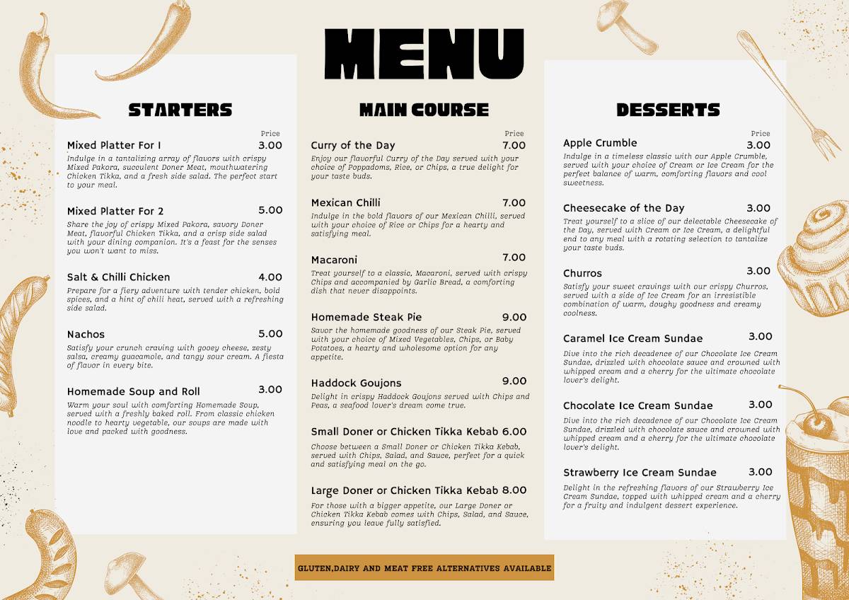 Menu at Tannochside Miners Welfare pub & bar, Glasgow
