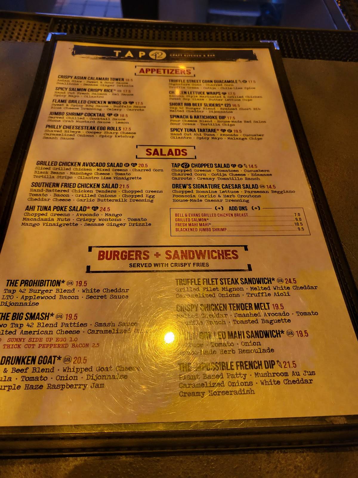 Menu at Tap 42 Craft Kitchen & Bar - Coral Gables, Coral Gables, 301 ...