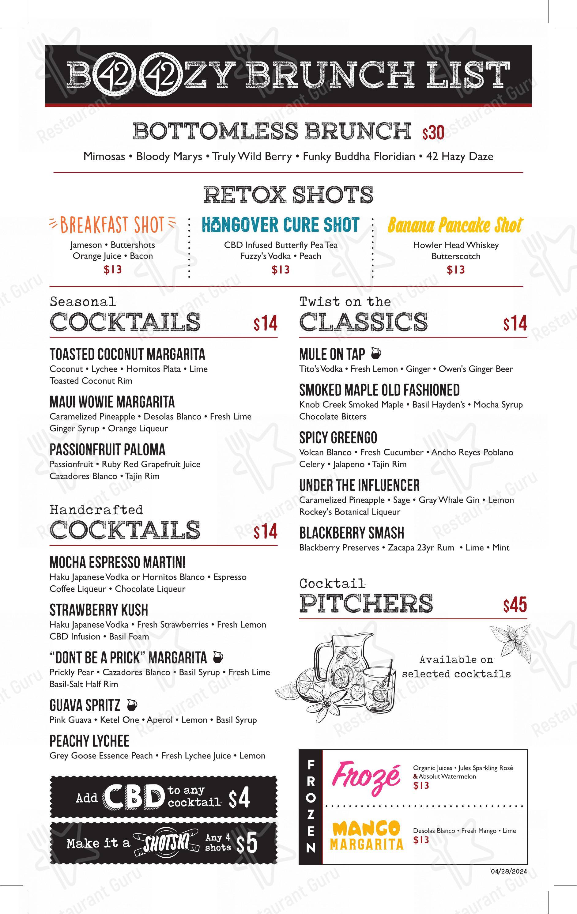 Menu at Tap 42 Craft Kitchen & Bar - Coral Gables, Coral Gables, 301 ...