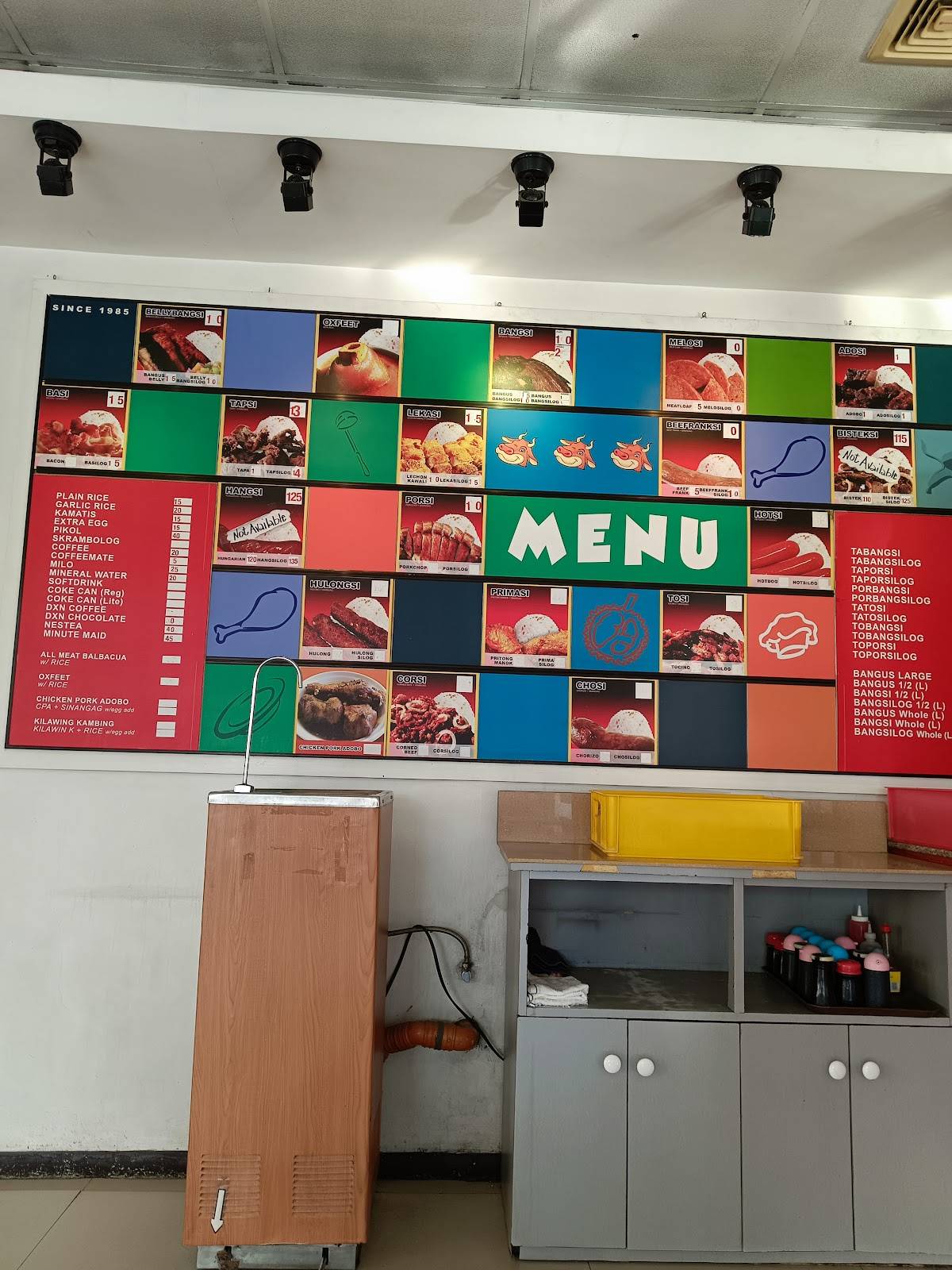 Menu at Taps Busog-Pinoy restaurant, Davao City