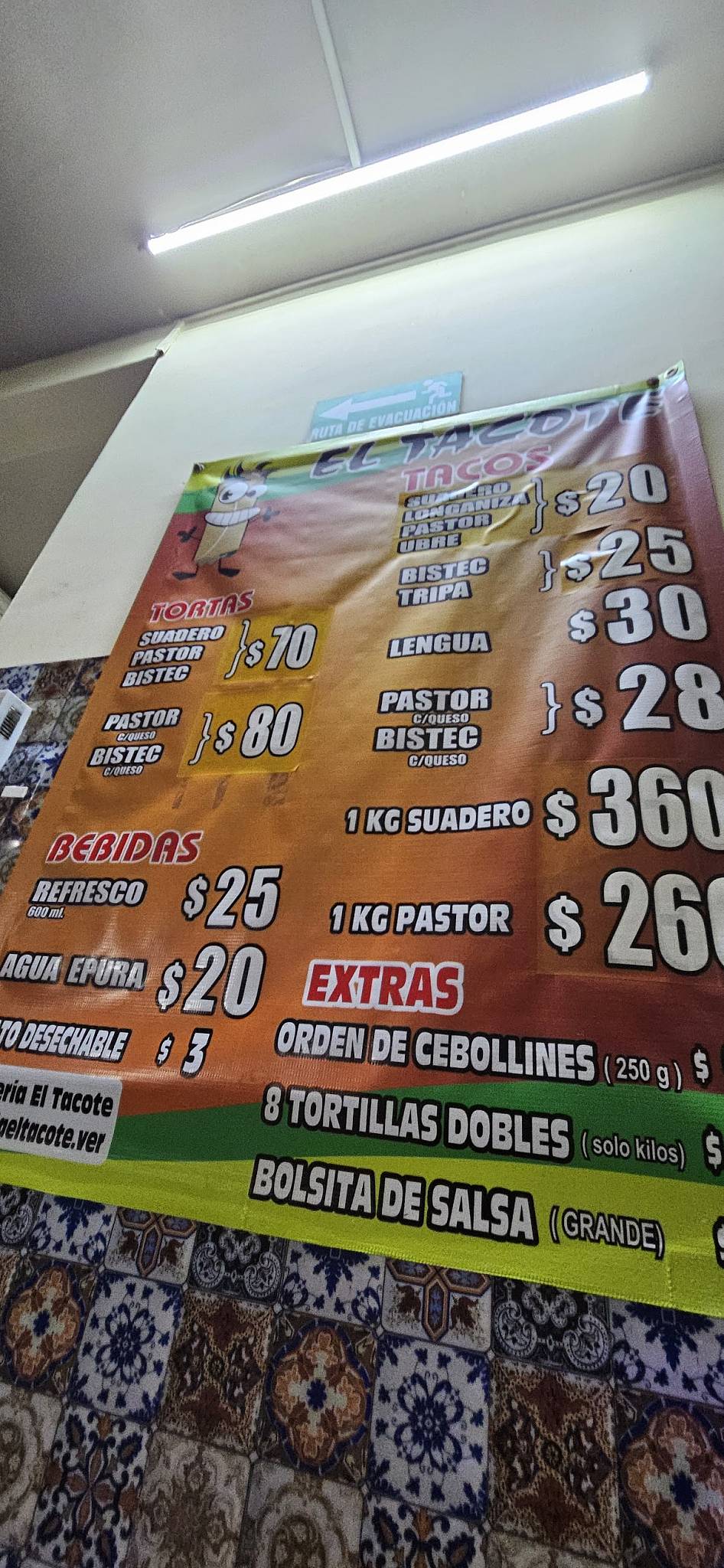 Carta del restaurante Taqueria El Tacote, Veracruz, Av Lafragua 647