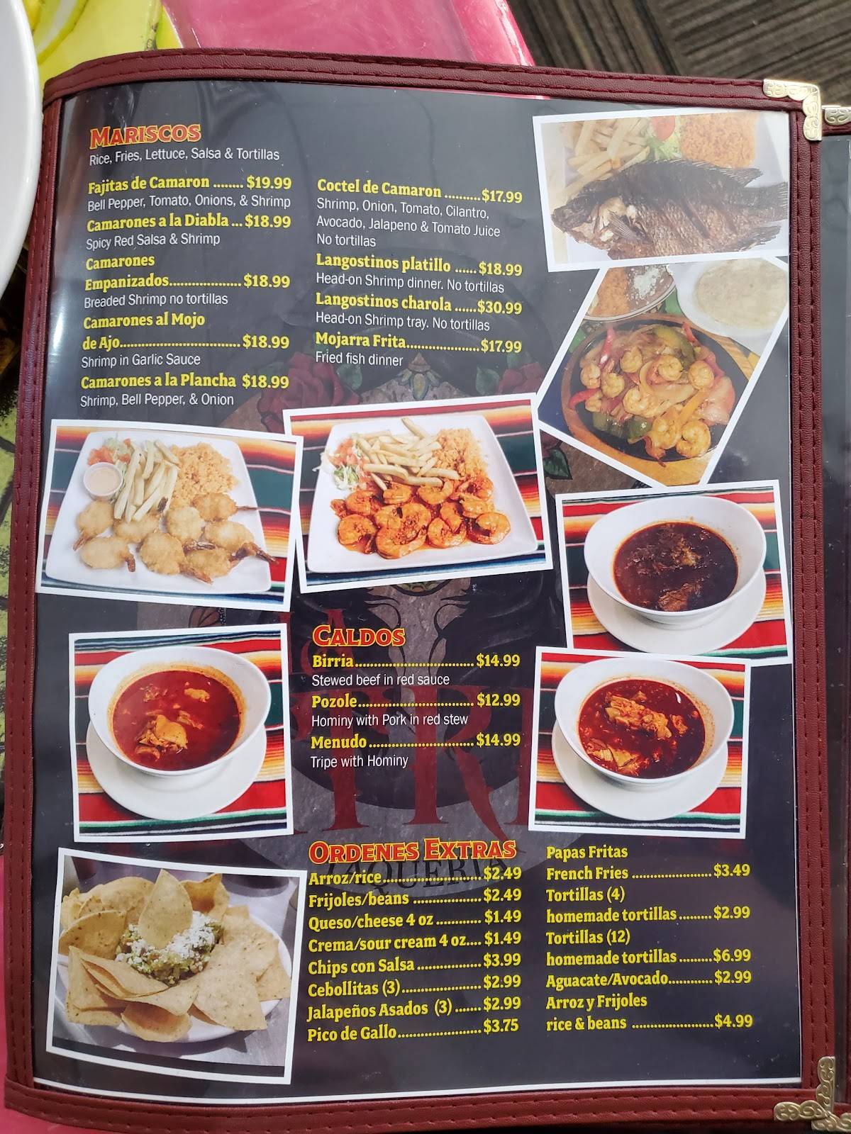 Menu at Taqueria La Katrina restaurant, Rockford