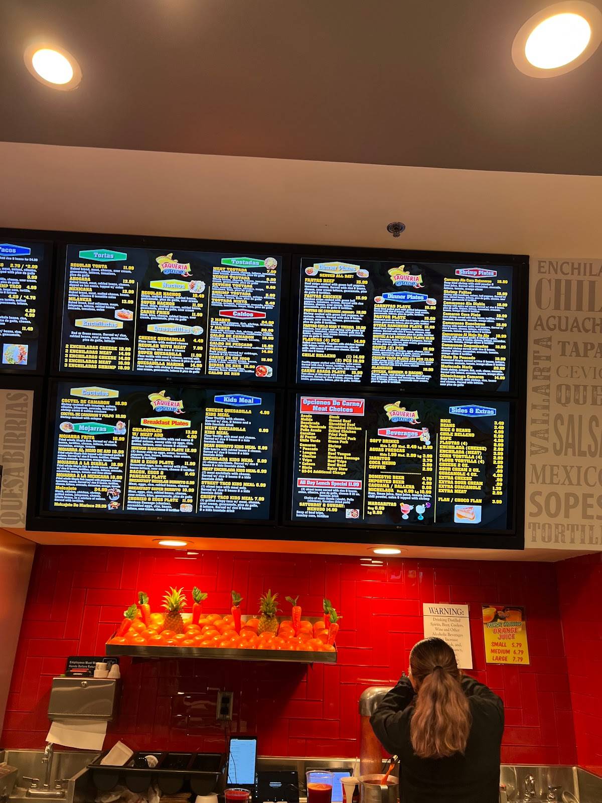 Menu at Taqueria La Perla Tapatia restaurant, Sacramento