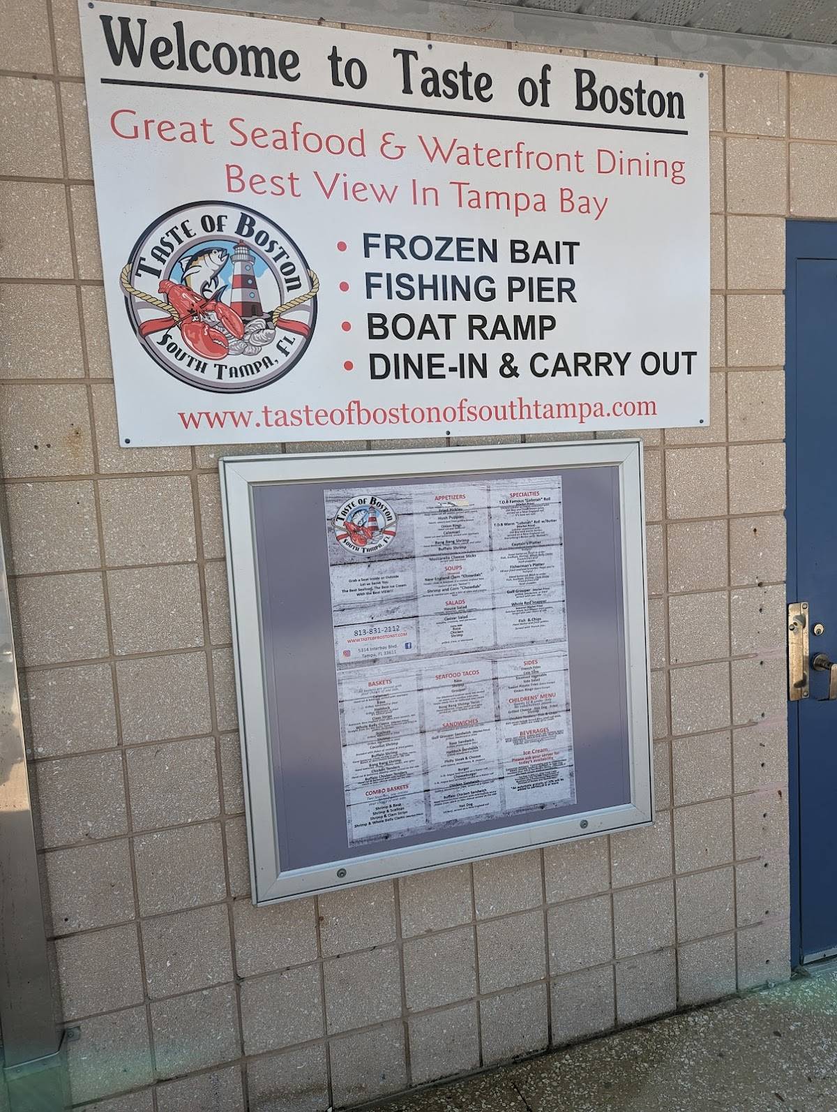 Menu at Taste of Boston restaurant, Tampa, Interbay Blvd