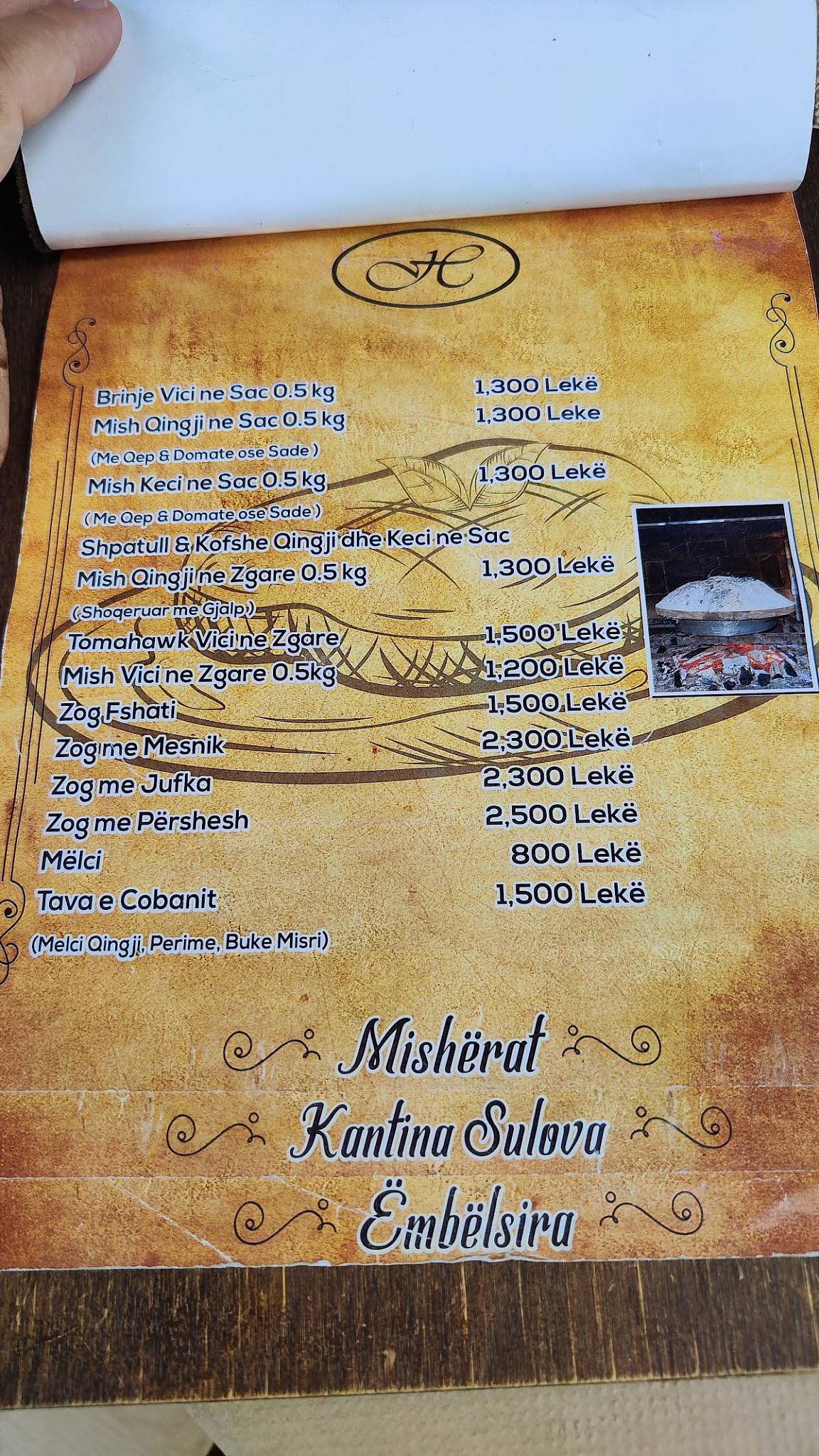 Menu at Taverna Ura e Sulovës restaurant, Gostime