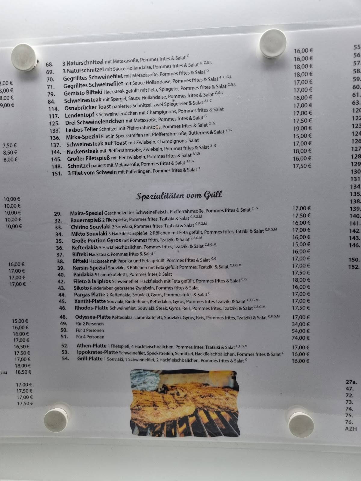 Speisekarte von Taverne Odyssea restaurant, Osnabrück