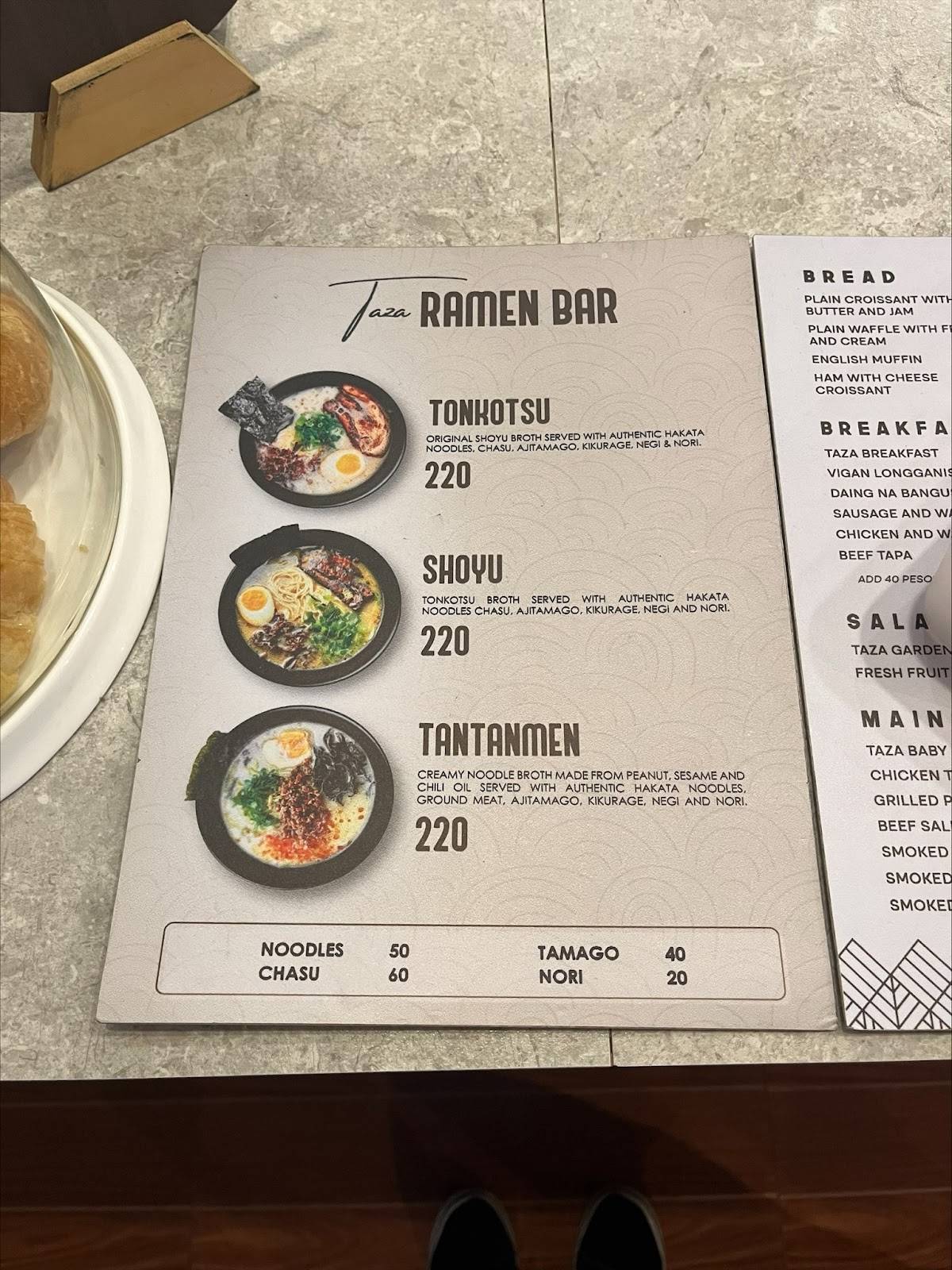 Menu at Taza Coffee by Kayu cafe, Baguio