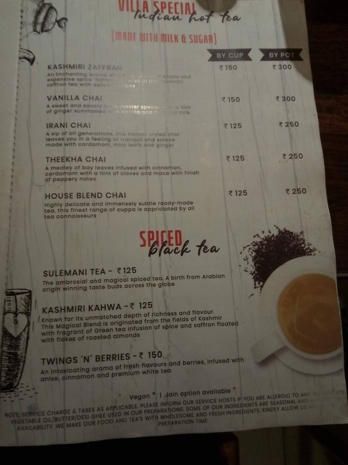 Menu at Tea Villa Cafe Jayanagar, Bengaluru, 183