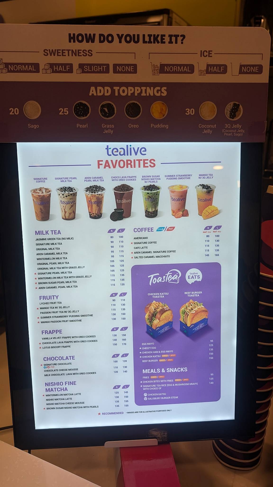 Menu at Tealive Ayala Teleperformance, Makati