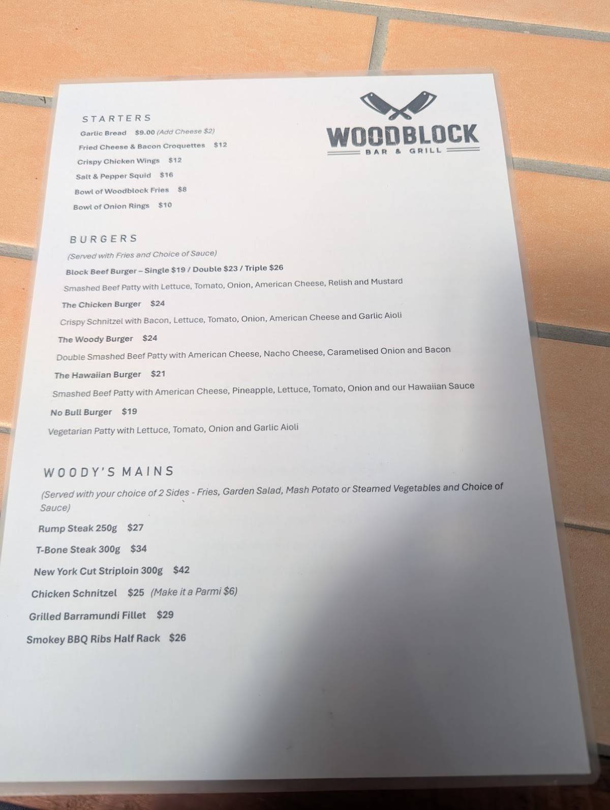 Menu at Tele Point Pub, Telegraph Point