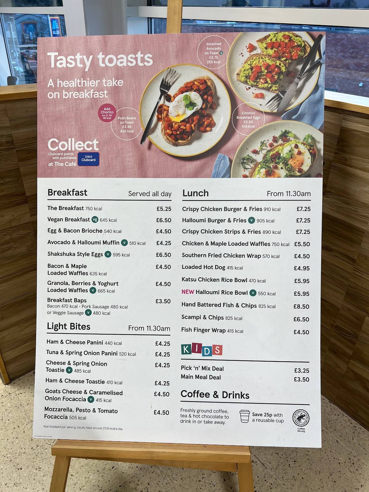 Menu at Tesco Cafe, Long Eaton, Waverley St