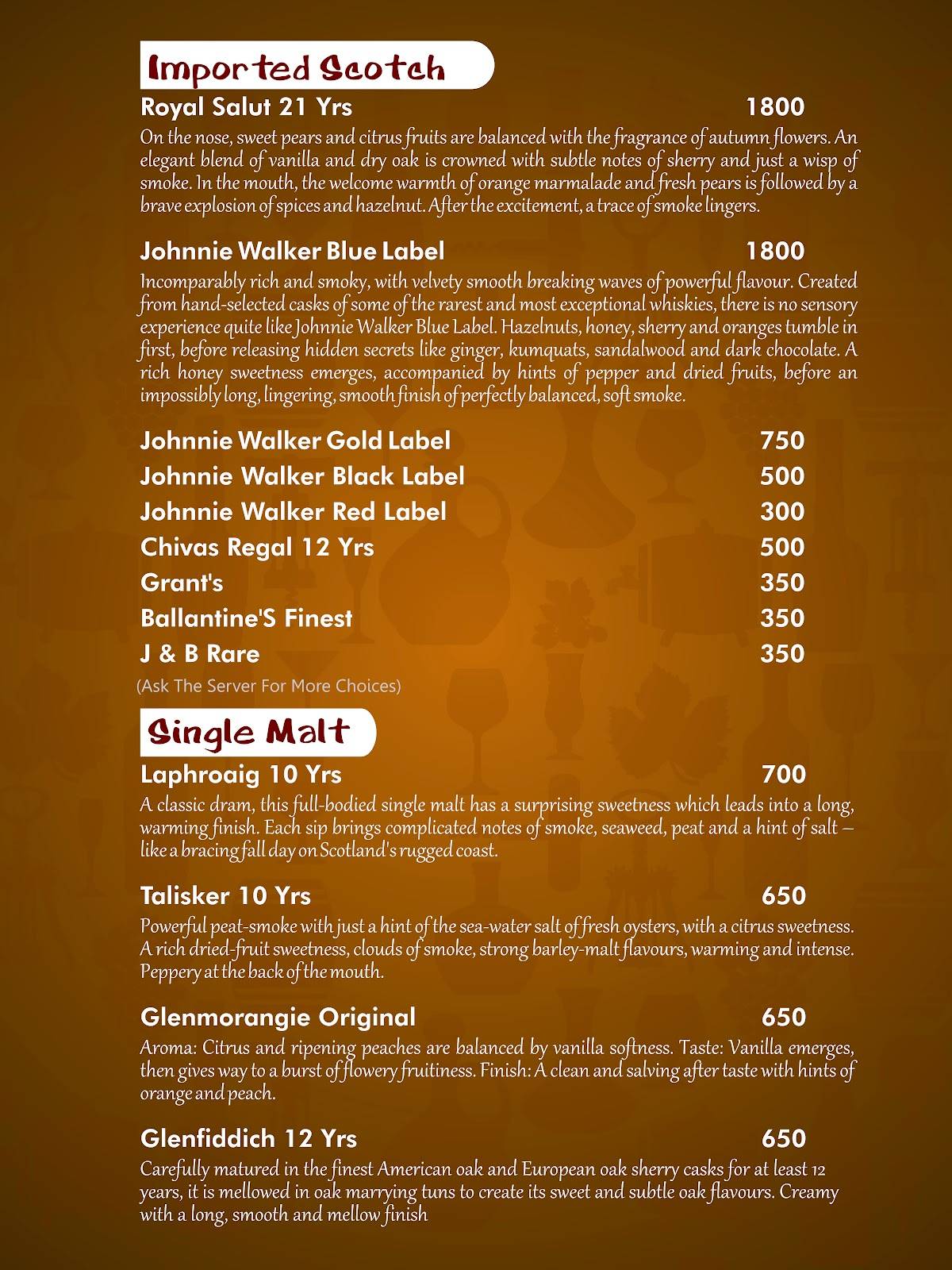Menu at Texas Tower, Pune, 9th Floor