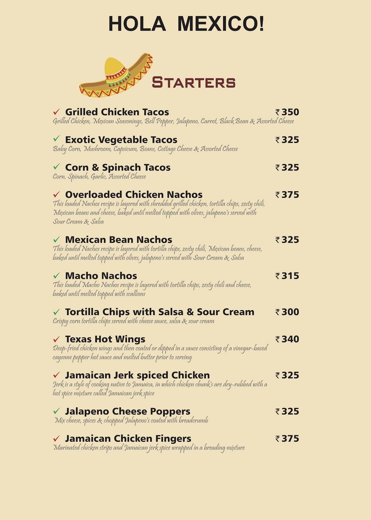 Menu at Texas Tower, Pune, 9th Floor