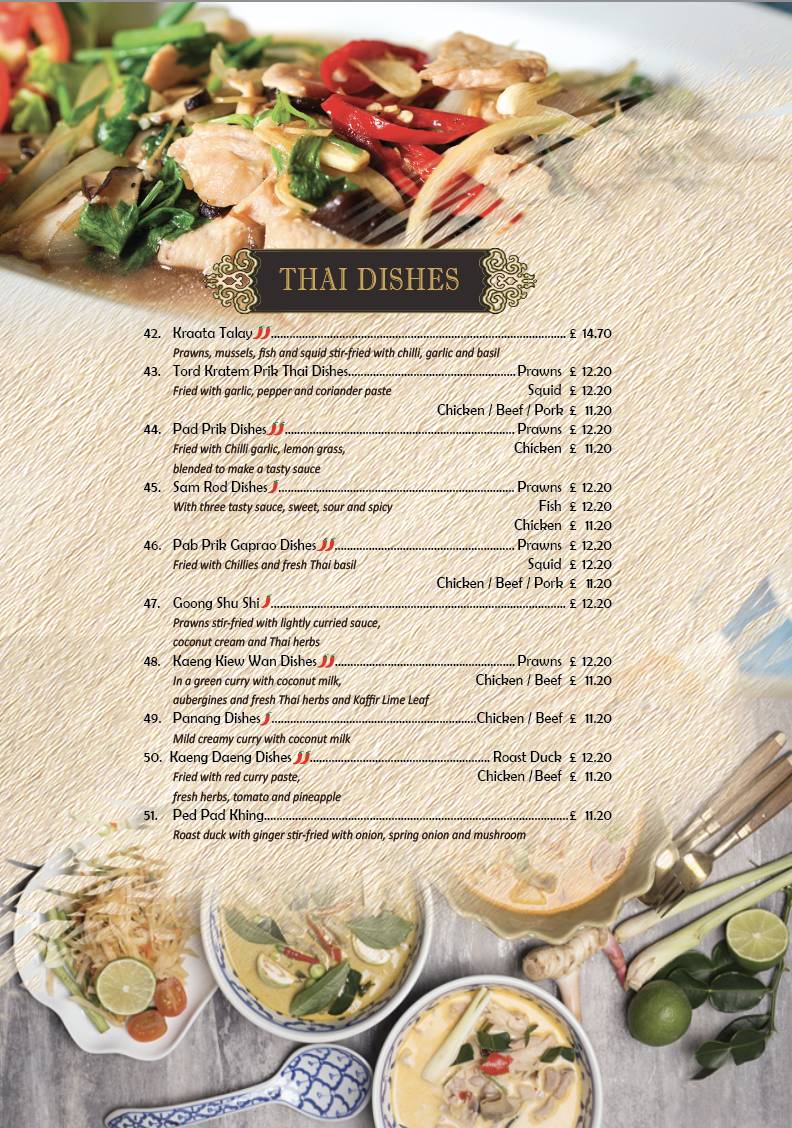 Menu at Thai Garden Cuisine restaurant, Rothwell