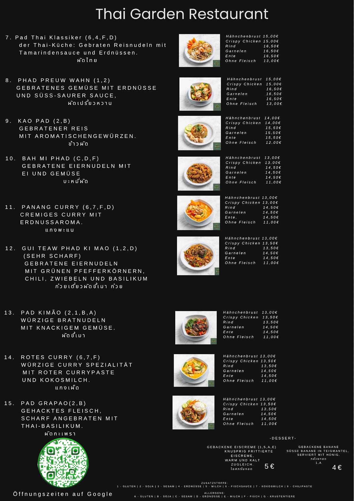 Menu at Thai Garden Restaurant in Gladbeck, Gladbeck
