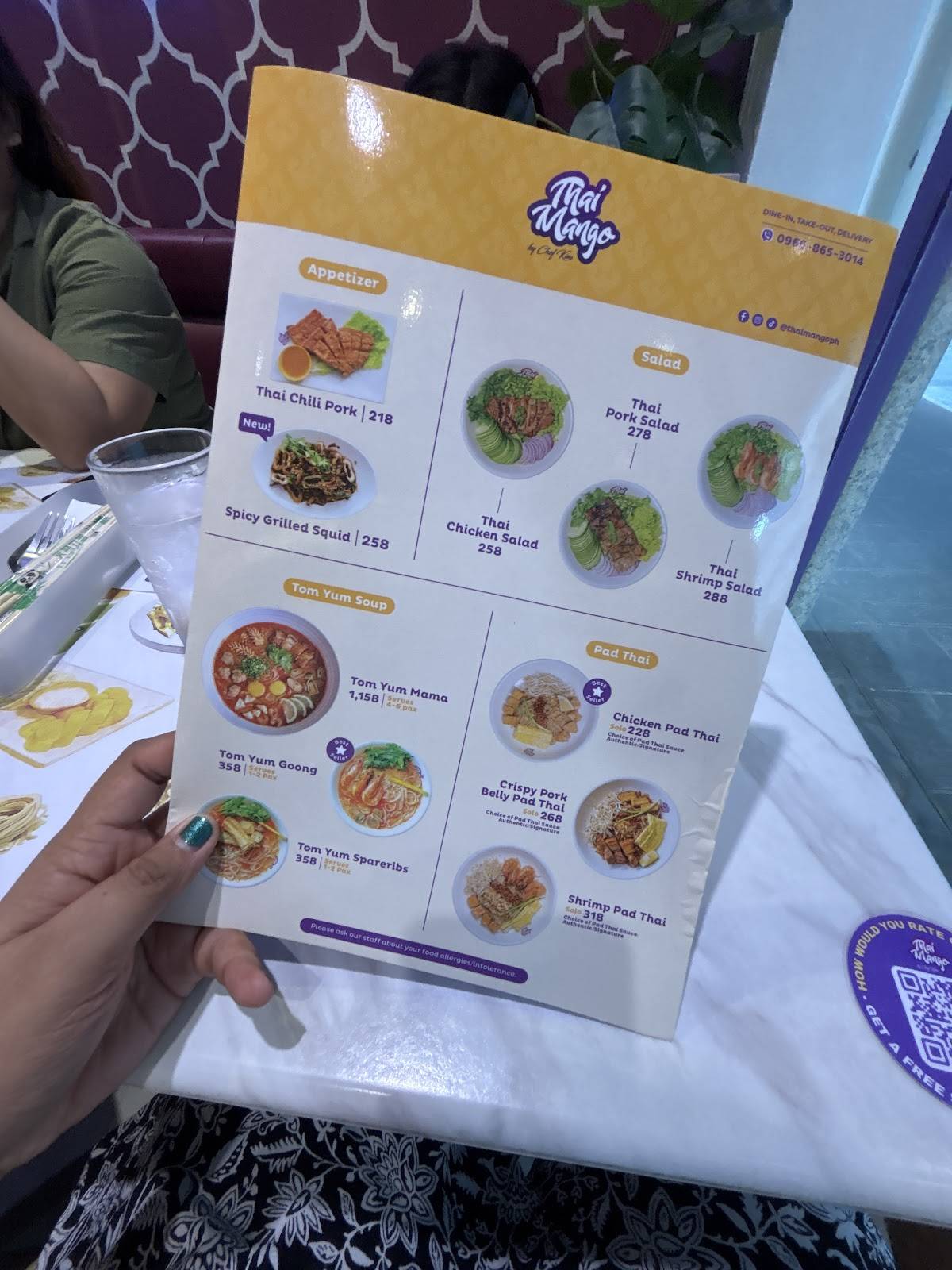 Menu at Thai Mango Eastwood restaurant, Quezon City