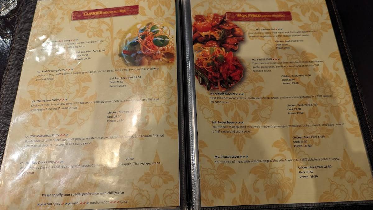 Menu at Tham Nak Thai Remarkables Park restaurant, Queenstown