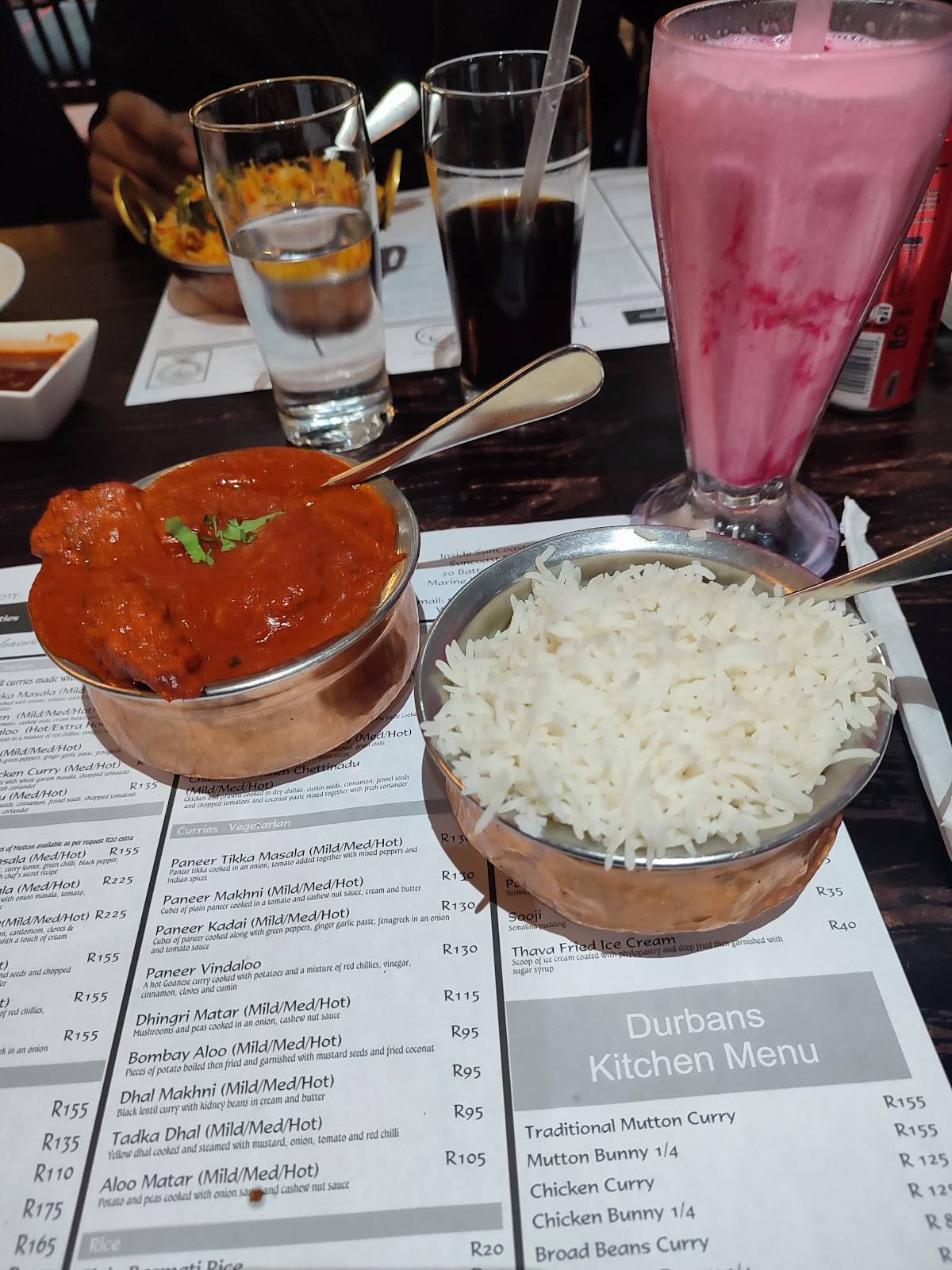 Menu at Thava Suncoast restaurant, Durban