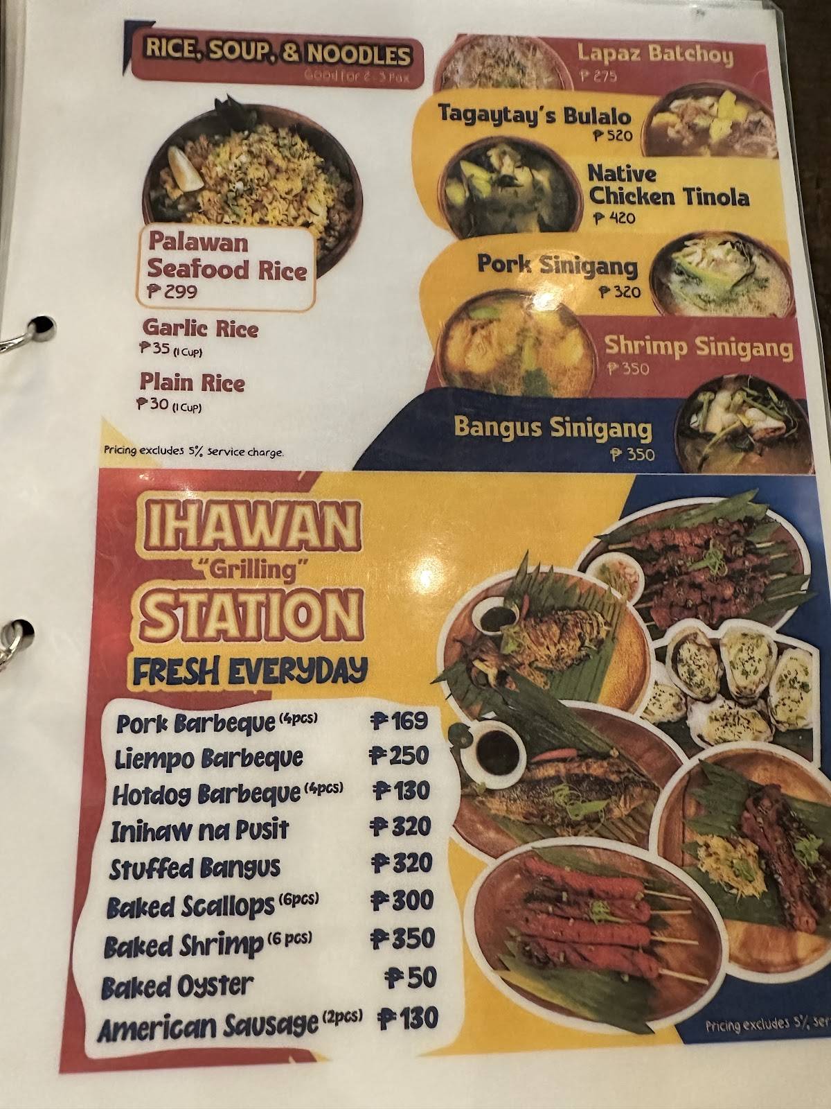 Menu at The 7641 Connect restaurant, Puerto Princesa