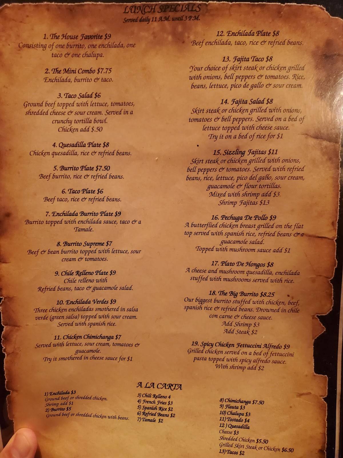 Menu at The Alamo Bar & Grill, Laurel