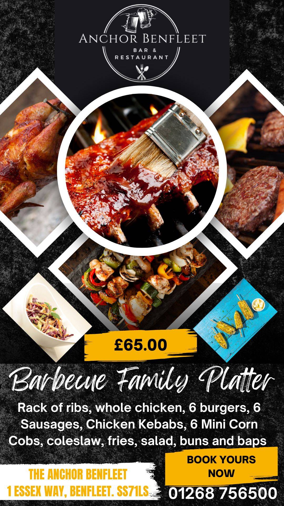 Menu at Anchor Inn pub & bar, South Benfleet