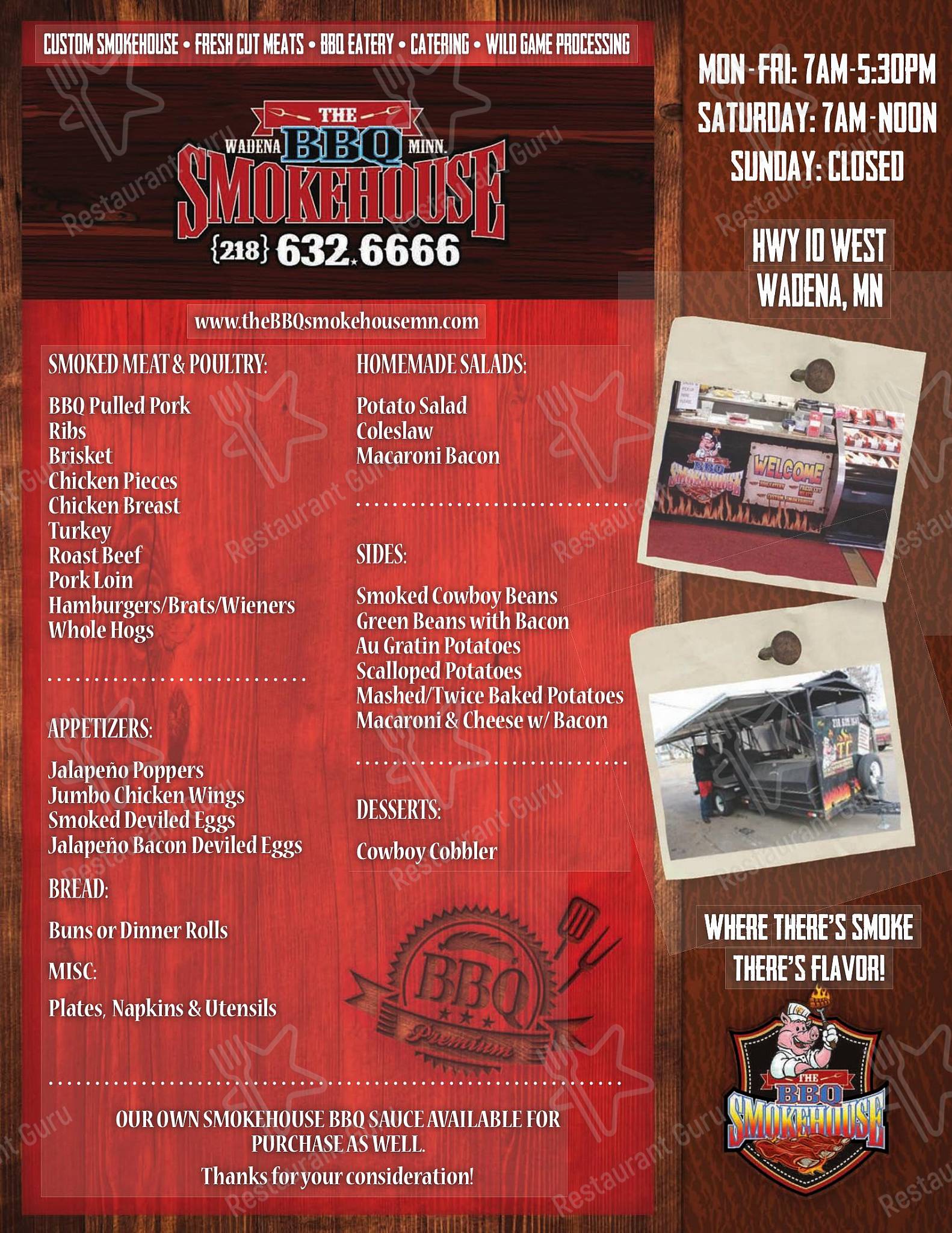 Menu at The BBQ Smokehouse, Wadena