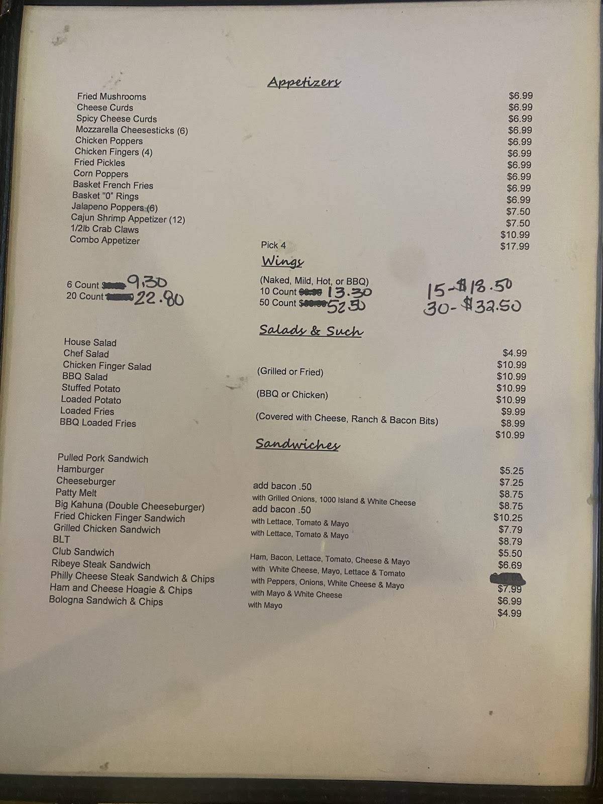Menu at The Barn, Jasper, Hwy 78 W